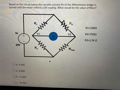 Solved Based On The Circuit Below The Variable Resistor Rv