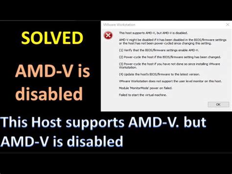 This Host Supports Amd V But Amd V Is Disabled Solved Vmware How To