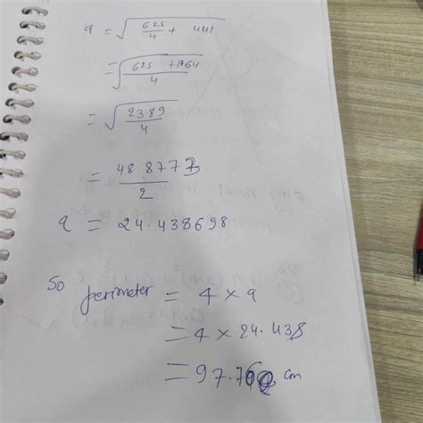 Diagonals Of A Rhombus Are Mathrm Cm And Mathrm Cm