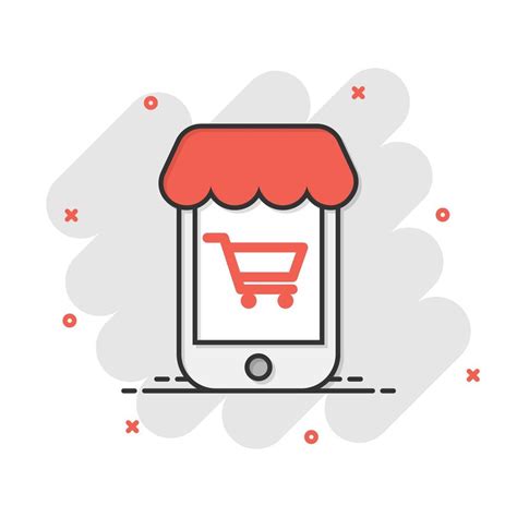 Icono De Compras En Línea En Estilo Cómico Ilustración De Dibujos