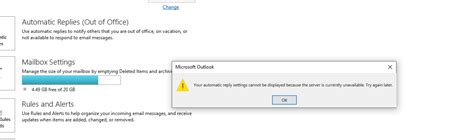 Your Automatic Reply Settings Cannot Be Displayed Because The Server