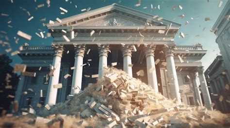 Premium Ai Image A Bank Institution Collapsing Or Failing Symbolizing Financial Crises Or
