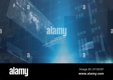 Digital World Map And Data Analysis Animation Over Cityscape Background Technology Data
