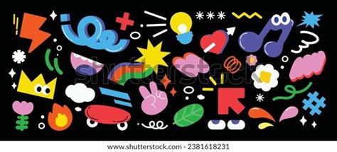 Set Abstract Retro Geometric Shapes Vector Stock Vector Royalty Free