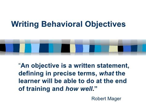 Writing Behavioral Objectives For Class 4