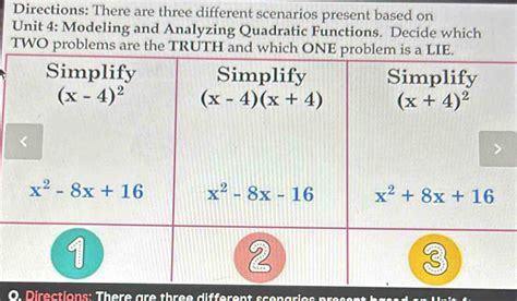 Solved Directions There Are Three Different Scenarios Present Based On Unit Modeling And