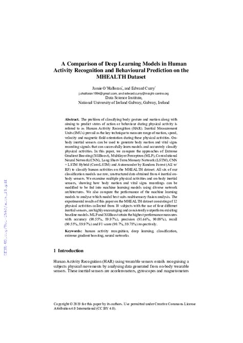 Pdf A Comparison Of Deep Learning Models In Human Activity Recognition And Behavioural