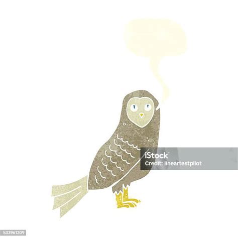 Kartun Burung Hantu Dengan Gelembung Ucapan Ilustrasi Stok Unduh