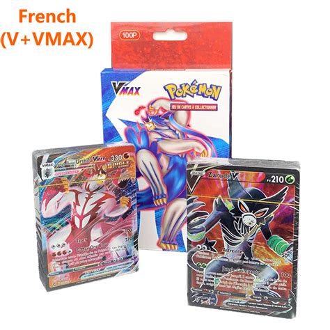 50 100pcs 프랑스 버전 포켓몬 카드 V Vmax Gx 메가 Ex 게임 배틀 카드 포켓몬 배틀 카드 취미 및 수집품