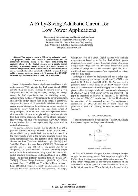Pdf A Fully Swing Adiabatic Circuit For Low Power Fully Swing Adiabatic Circuit For Low