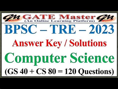 BPSC TRE 26 2023 Computer Science Answer Key Solution By GATE Master