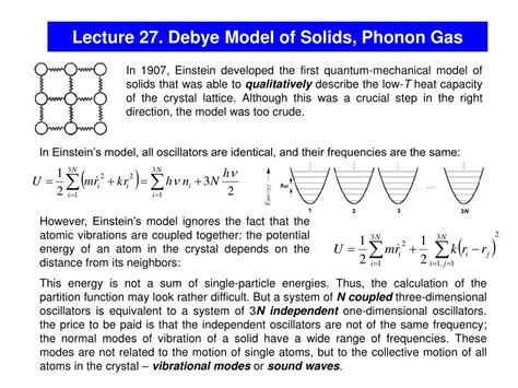 Ppt Lecture 27 Debye Model Of Solids Phonon Gas Powerpoint Presentation Id 363461