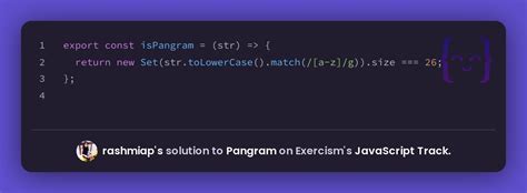 rashmiap s solution for pangram in javascript on exercism
