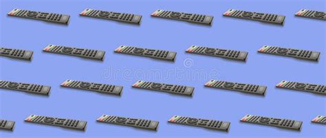 Remote Controller Pattern On Slate Blue Background Collage Design