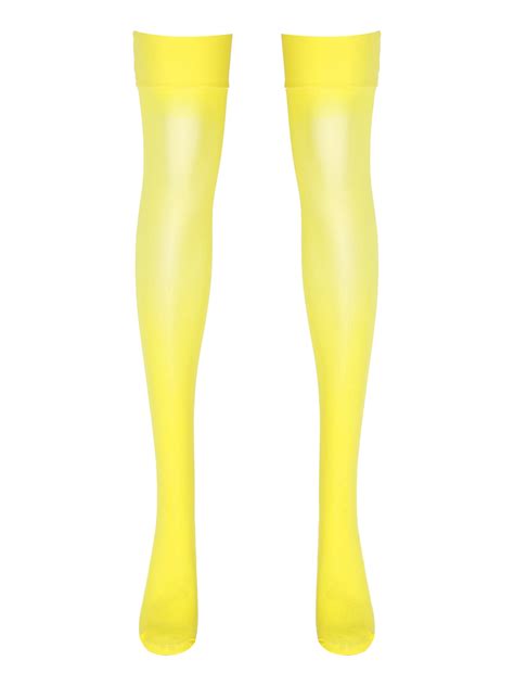 Tiaobug Womens Glossy See Through Stockings Sheer Thigh Knee High Socks