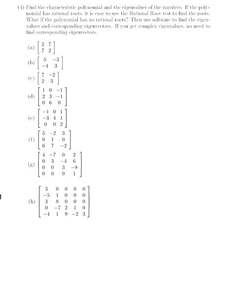 Solved 4 Find The Characteristic Polynomial And The