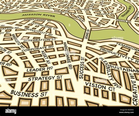 Editable Vector Street Map Of A Generic City With Business Street Names Stock Vector Image Art