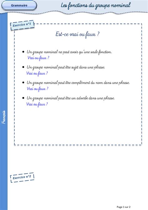 Ma Revision 4 Lecon Fonction Groupe Nominal