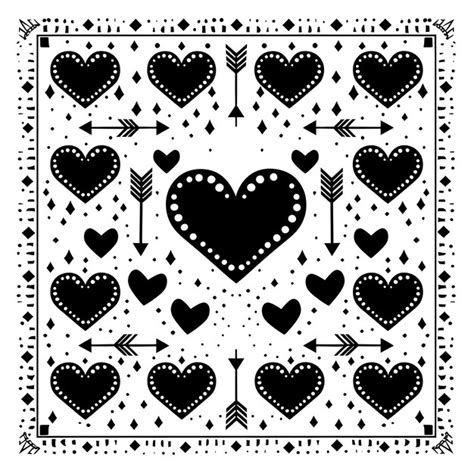 Premium Photo Frame Of Romantic Valentine Folk Art With Heart Pattern