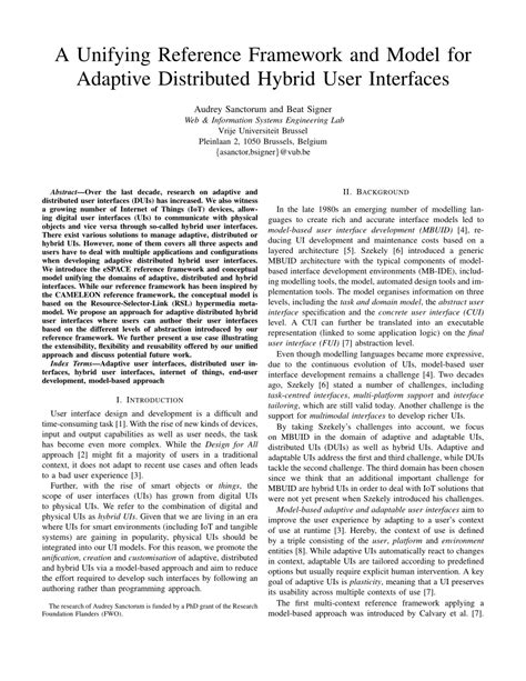 Pdf A Unifying Reference Framework And Model For Adaptive Distributed Hybrid User Interfaces