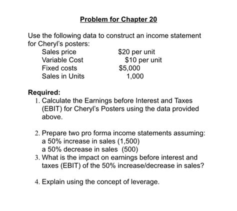 Solved Problem For Chapter 20 Use The Following Data To Chegg