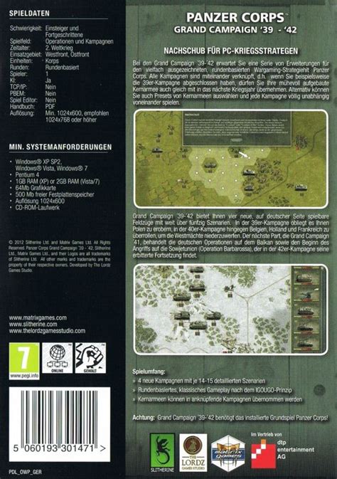 Panzer Corps Grand Campaign Cover Or Packaging Material MobyGames