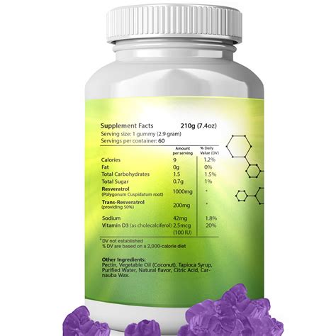 Resveratrol Supplements Gummies Longevity Immune Digestive Antioxidant