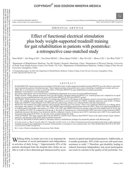 Pdf Effect Of Functional Electrical Stimulation Plus Body Weight