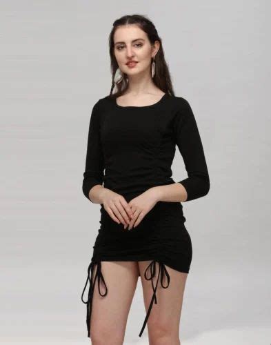 Plain Black Women Bodycon Dresses S20 Dry Clean Western Wear At Rs