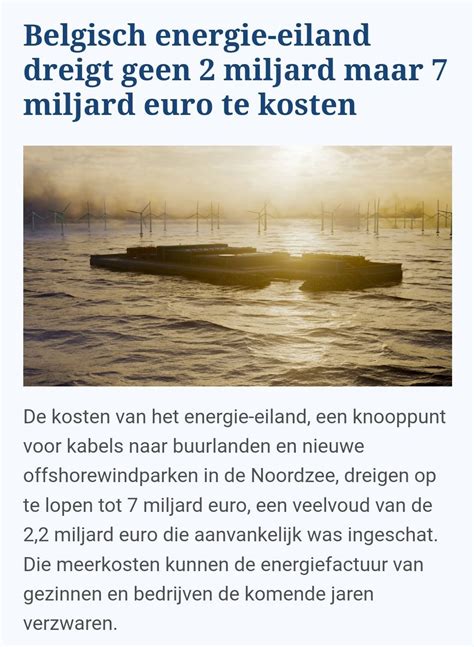 Today Belgian Newspapers Are Reporting On Massive Cost Overruns For Connecting Offshore Wind In