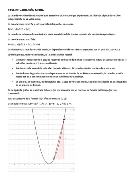 Tasa De Variación Media 1 Pdf