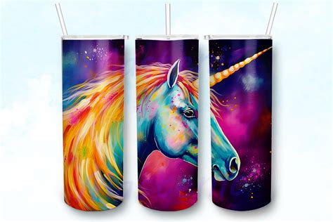 Alcohol Ink Unicorn Tumbler Template Graphic By Mastenic · Creative Fabrica