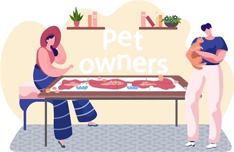 Jovem Acaricia Uma Mulher Gato Sentada à Mesa Donos De Animais De