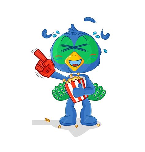 Premium Vector Peacock Fan With Popcorn Illustration Character Vector