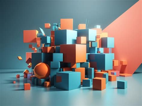 Premium Photo Abstract 3d Rendering Of Geometric Shapes A Composition In Dimensions