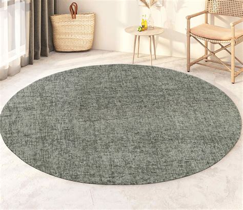 Buy Classic Round Abstract Wool Hand Tufted Carpet Green 4 X 4 At 20
