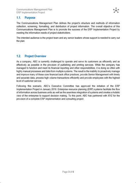 Communications Management Plan Techno Pm Project Management Templates Download