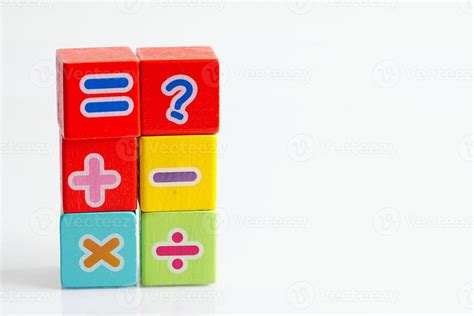 Number Wood Block Cubes For Learning Mathematic Education Math Concept