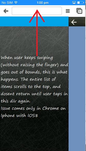 Ios8 Content Bounce Back Issue While Scrolling A Div Upwards Using Iscrolljs On Chrome On