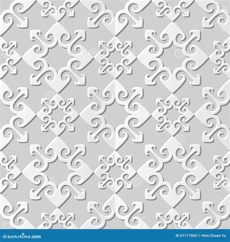 Vector Damask Seamless 3d Paper Art Pattern Background 059 Spiral Arrow