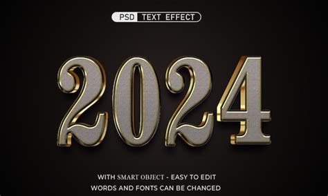 Efeito De Texto 2024 Ano Novo Estilo 3d Editável Psd Premium