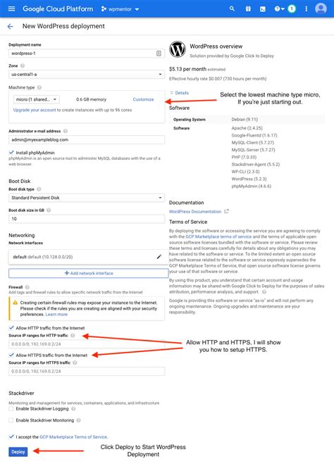 Setup And Install Wordpress On Google Cloud Click To Deploy