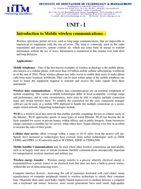 Unit 1 Notes Mobile Computing Pdf Pdf Modulation Multiplexing