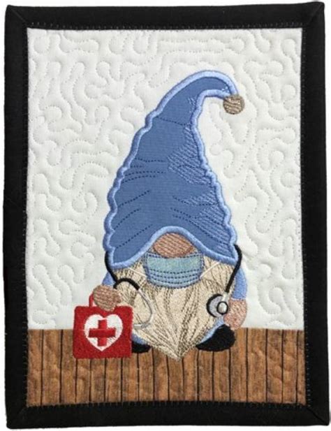 Ith Nurse Gnome Mug Rug 1 Machine Embroidery Design Embroidery