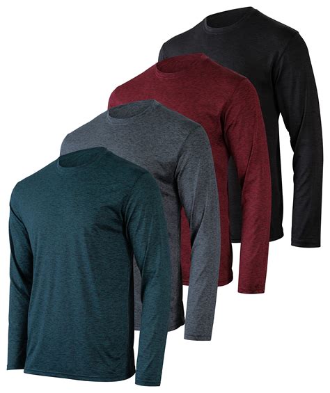 Real Essentials 4 Pack Mens Dry Fit Moisture Wicking Performance Long