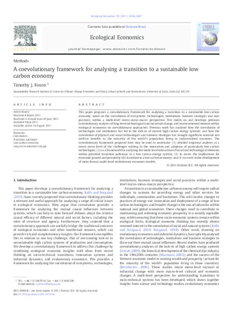 pdf a coevolutionary framework for analysing a transition to a