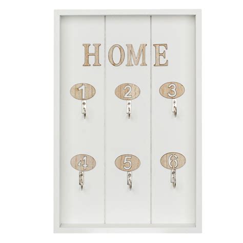 Декоративна кутия за ключове Home Дървена 20 х 30 х 3 7 см Бял Emag Bg