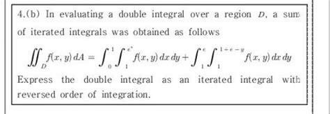 Solved 4 A Evaluate Double Integrals