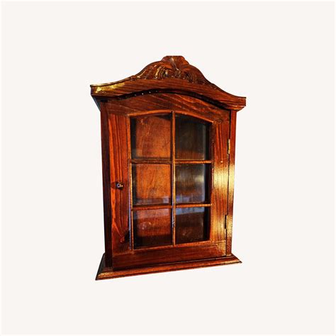 Vintage Wood Wall Curio Cabinet Aptdeco