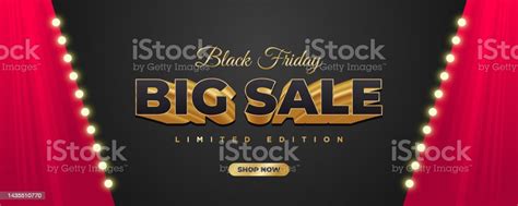 블랙 프라이데이 배너 템플릿 3d 블랙 및 골드 텍스트와 빛나는 조명 10월에 대한 스톡 벡터 아트 및 기타 이미지 10월 11월 3차원 형태 Istock